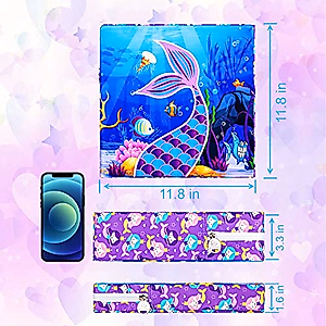 2PCS Toddler Booster Seat for Dining Table, Chair Increasing Cushion for Baby Kids, Washable Thick Chair Seat Pad Mat Strap, Portable Dismountable Adjustable Highchair Booster - Mermaid