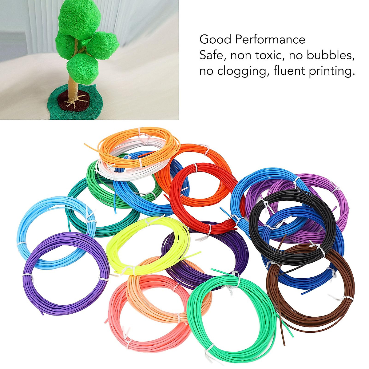 3D Printing Pen Filament Packs 1.75mm Low Temp PCL Pen Consumable No Bubble Multiple Colors 3D Pen Printing Filament Refill for Painting