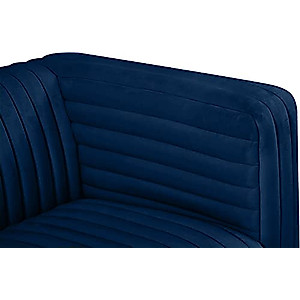 Meridian Furniture 640Navy-L Ravish Collection Modern | Contemporary Velvet Upholstered Loveseat with Deep Channel Tufting + Both Gold & Chrome Legs Included