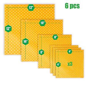 Beeswax Gifts Reusable Beeswax Wrap Set of 6, Washable and Sustainable Food Wraps with Jojoba Oil, Cotton Bees Wax Food Storage Covers For Fruits, Vegetables, Bread, Produce (Made in Ukraine)