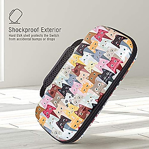 Lokigo Carrying Case for Nintendo Switch/Switch OLED Model (2021), Portable Travel Girls Carry Case Protective Hard Shell with 16 Games Card Cartridges for Switch Console & Accessories, Cute Cats