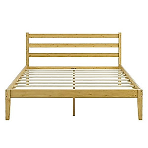 BIKAHOM Austin Solid Bamboo Platform Bed Frame, Twin, 10.5 Inch Modern Solid Bamboo Foundation with Headboard, Wooden Slat Support System, No Box Spring Needed, Easy Assembly, Bedroom Furniture, Honey