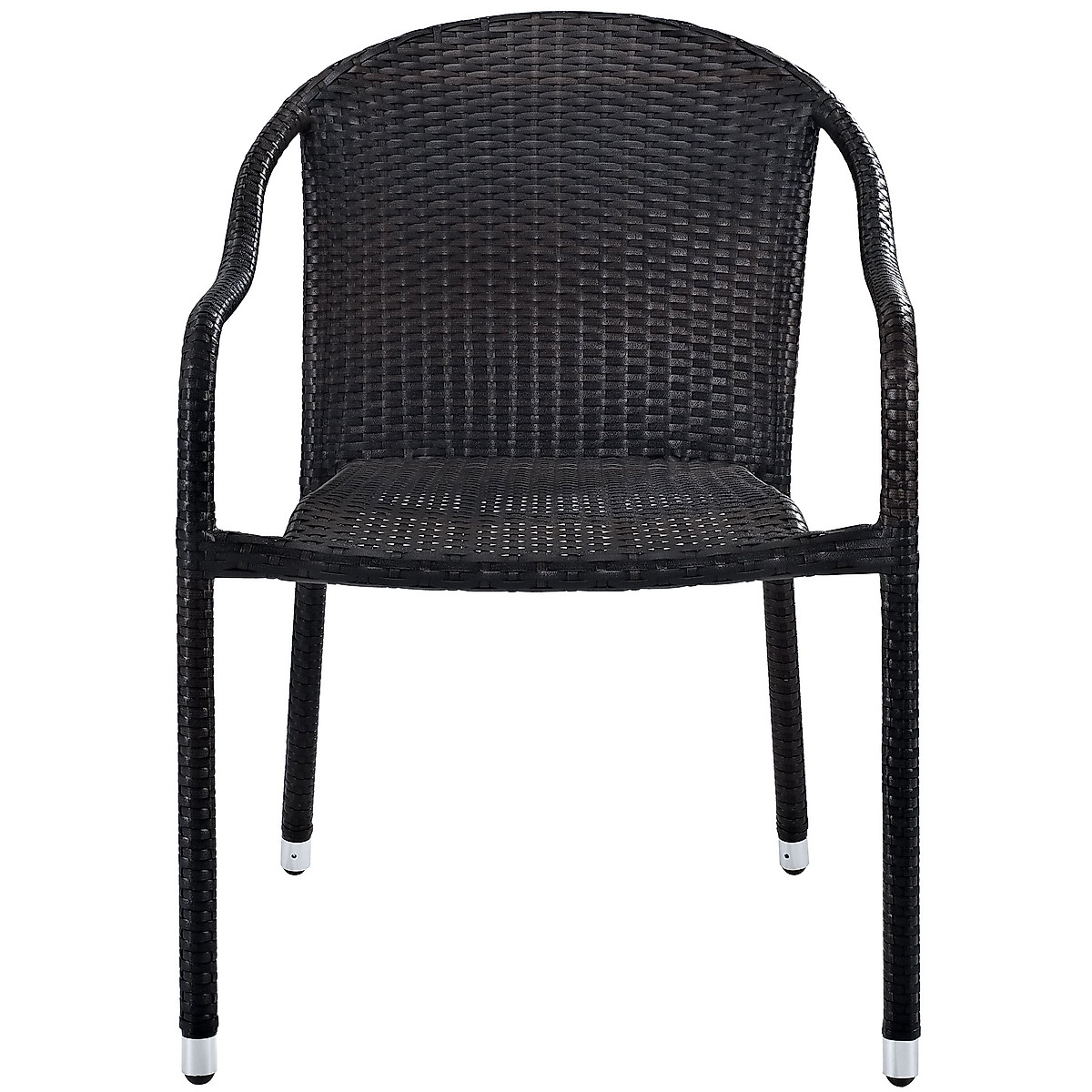 Crosley Furniture Palm Harbor 4-Piece Stackable Outdoor Chair Set, Wicker Patio Chairs for Dining, Porch, Brown