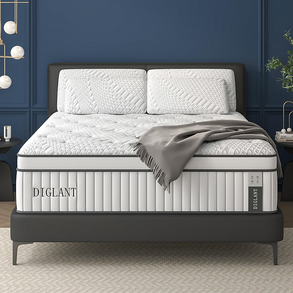 DIGLANT Twin XL Mattress, 14Inch Hybrid Cooling Gel Memory Foam Mattress, Medium Plush Feel with Pocket Springs, Support & Pressure Relieving Twin XL Mattress, CertiPUR-US Certified, 10 Year Warranty