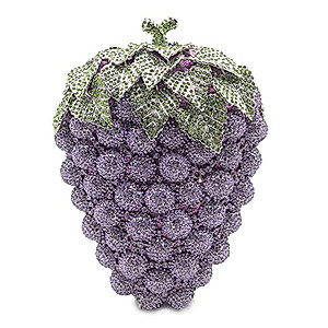 Tngan Women Cute Grape Evening Clutch Sparkling Full Rhinestones Purse Banquet Prom Shoulder Bag, Lavender