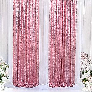 Sparkle Backdrop Curtain Fuchsia Pink 2 Panels Set Sequin Photo Backdrop 2FTx8FT Sequin Backdrop Curtain Pack of 2