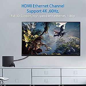 Duttek Micro HDMI to Standard HDMI Cable, Micro HDMI to HDMI Coiled Cable, Extreme Slim Left Angled Micro HDMI Male to HDMI Male Coiled Cable for 1080P, 4K, Ultra HD, 3D (1.2M/4FT)