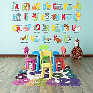 Mienno Alphabet Wall Decals, Animal Alphabet Wall Stickers for Kids Room, Nursery Room, Classroom, Removable Vinyl Animal Alphabet Stickers Decals