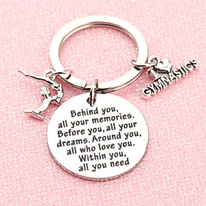 FEELMEM Future Gymnast Jewelry Behind You All Memories Before You All Your Dream Keychain Gymnastics Gift Gymnastic Teams Gymnastic Coaches Gift (Gymnastics Keychain)