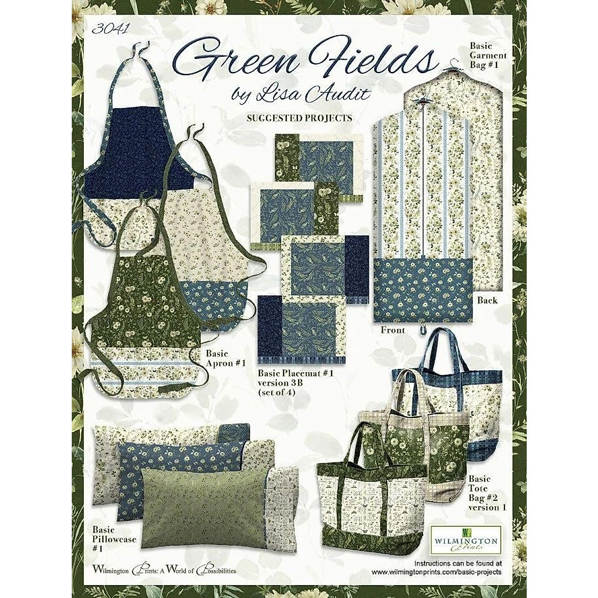 Uplifting Words, Green, Butterflies, Clover, on Creamy White, Green Fields, Wilmington Prints, 17805-172, by The Yard