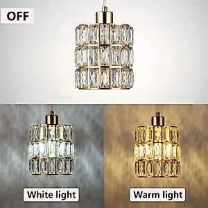 Popity home Gold Crystal Pendant Light, Pendant Lights Kitchen Island 3 Pack, Adjustable Modern Pendant Light, Hanging Light Fixtures for Dining Room Entryway Living Room Bar