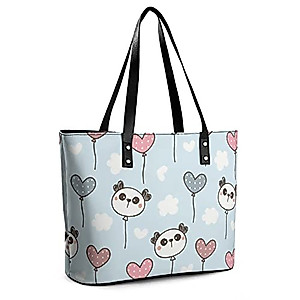 Womens Handbag Panda Patterns Leather Tote Bag Top Handle Satchel Bags For Lady