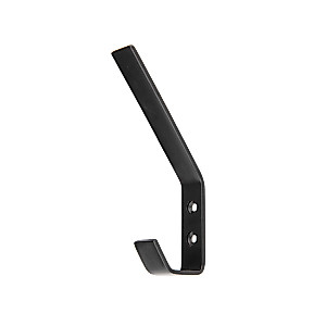 Amazon Basics Wall Mounted Modern Metal Drywall Coat Hooks - Flat Black, 5-Pack