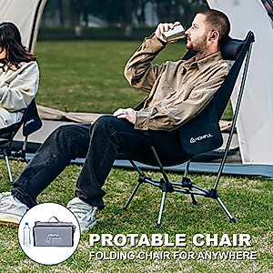 HITORHIKE Camping Chair with Nylon Mesh and Comfortable Headrest Ultralight High Back Folding Portable Compact for Camping, Hiking, Backpacking, Picnic, Festival, Family Road Trip (Grey)