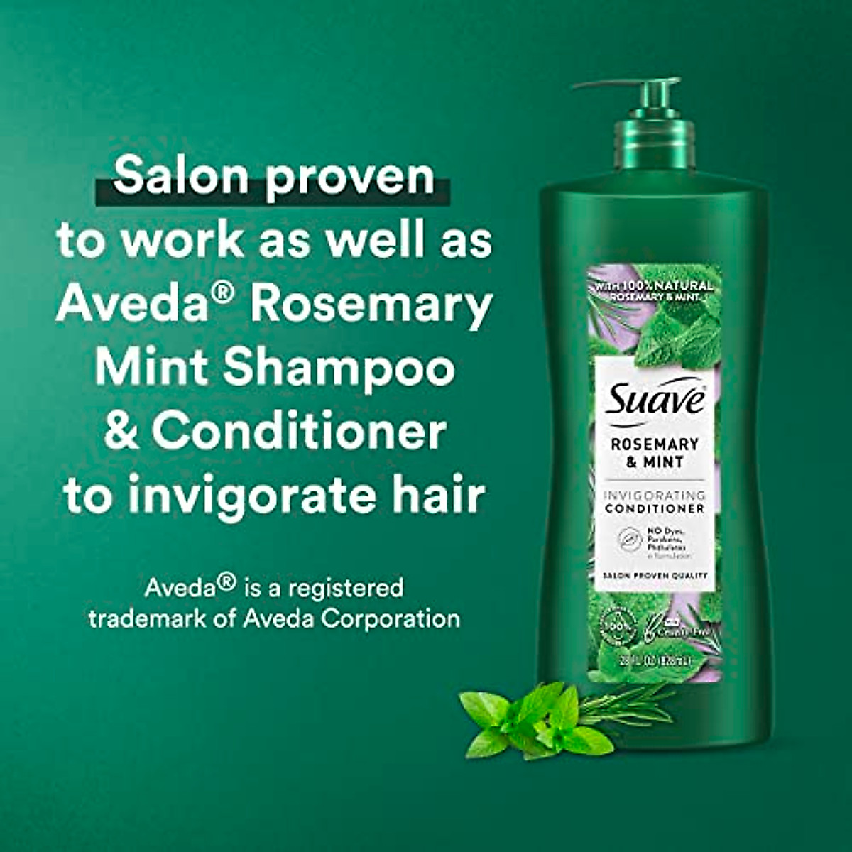 Suave Shampoo and Conditioner Set w/Rosemary and Mint - Invigorating Mint and Rosemary Shampoo and Conditioner for Soft & Shiny Hair, 28 Oz Ea (2 Piece Set)