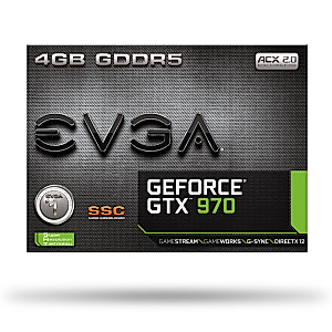 EVGA GeForce GTX 970 4GB SSC Gaming ACX 2.0+ Cooling Graphics Card (04G-P4-3975-KR)