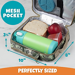 Insulated Lunch Box w Snack Pocket & Water Bottle Holder-Boys or Kids Jets School Lunchbox Tote Keeps Food Hotter or Colder Longer- Reusable Bag Fits Most Bento Boxes, Ice Packs- Back To School