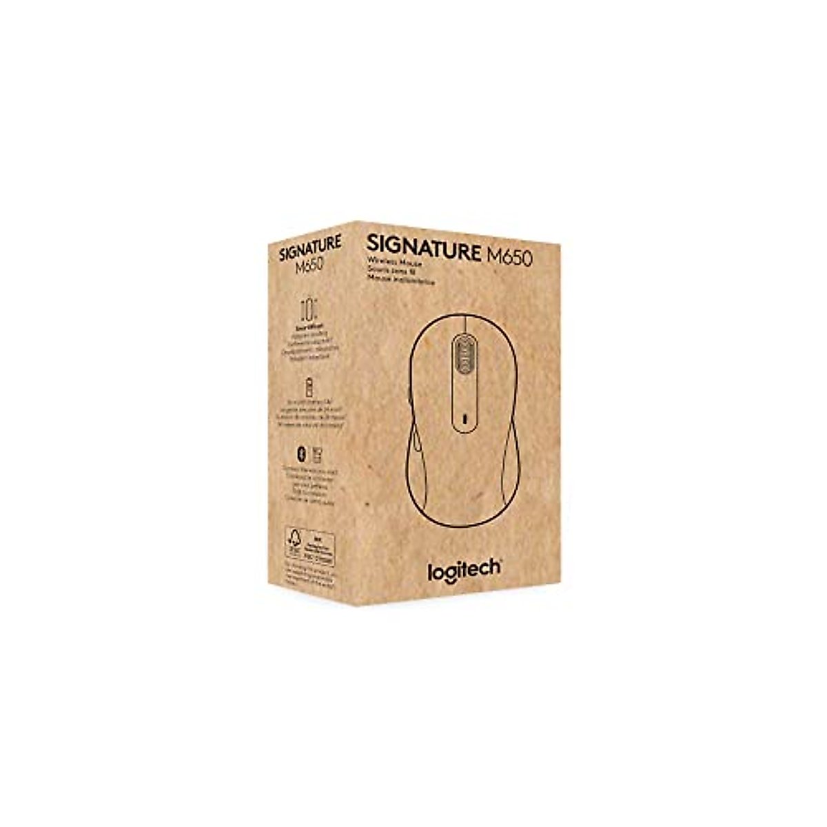 Logitech Signature M650 Wireless Mouse - For Small to Medium Sized Hands, 2-Year Battery, Silent Clicks, Customizable Side Buttons, Bluetooth, for PC/Mac/Multi-Device/Chromebook - Black