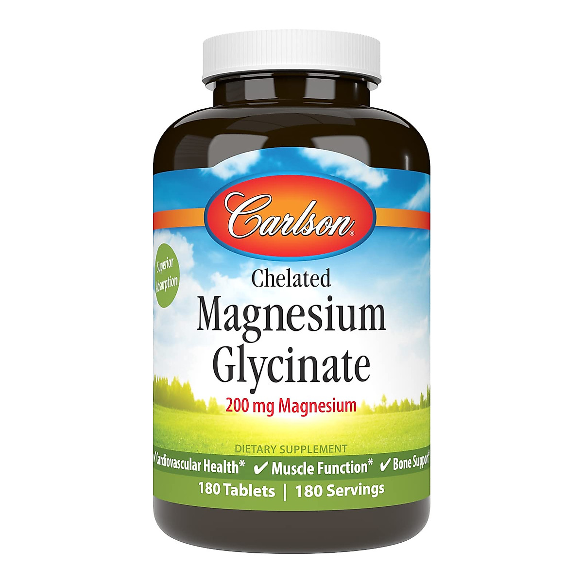 Carlson Chelated Magnesium 200mg, 180 Tablets