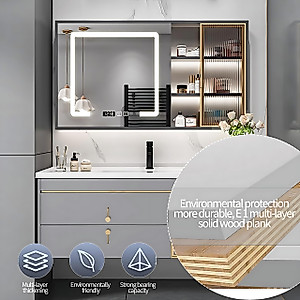 ZGNBSD Floating Bathroom Vanity with Sink - Modern Bathroom Vanity Contains Smart LED Defog Mirror | Solid Wood Freestanding Bathroom Vanity (White, 24'')