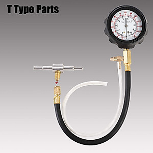 YSTOOL Fuel Pressure Tester Gauge Kit 140PSI Automotive Engine Injector Pump Test Gasoline Gas Injection Manometer Tool Set with Inline Fitting Schrader Adapter for Auto Car Motorcycle (Red Case)