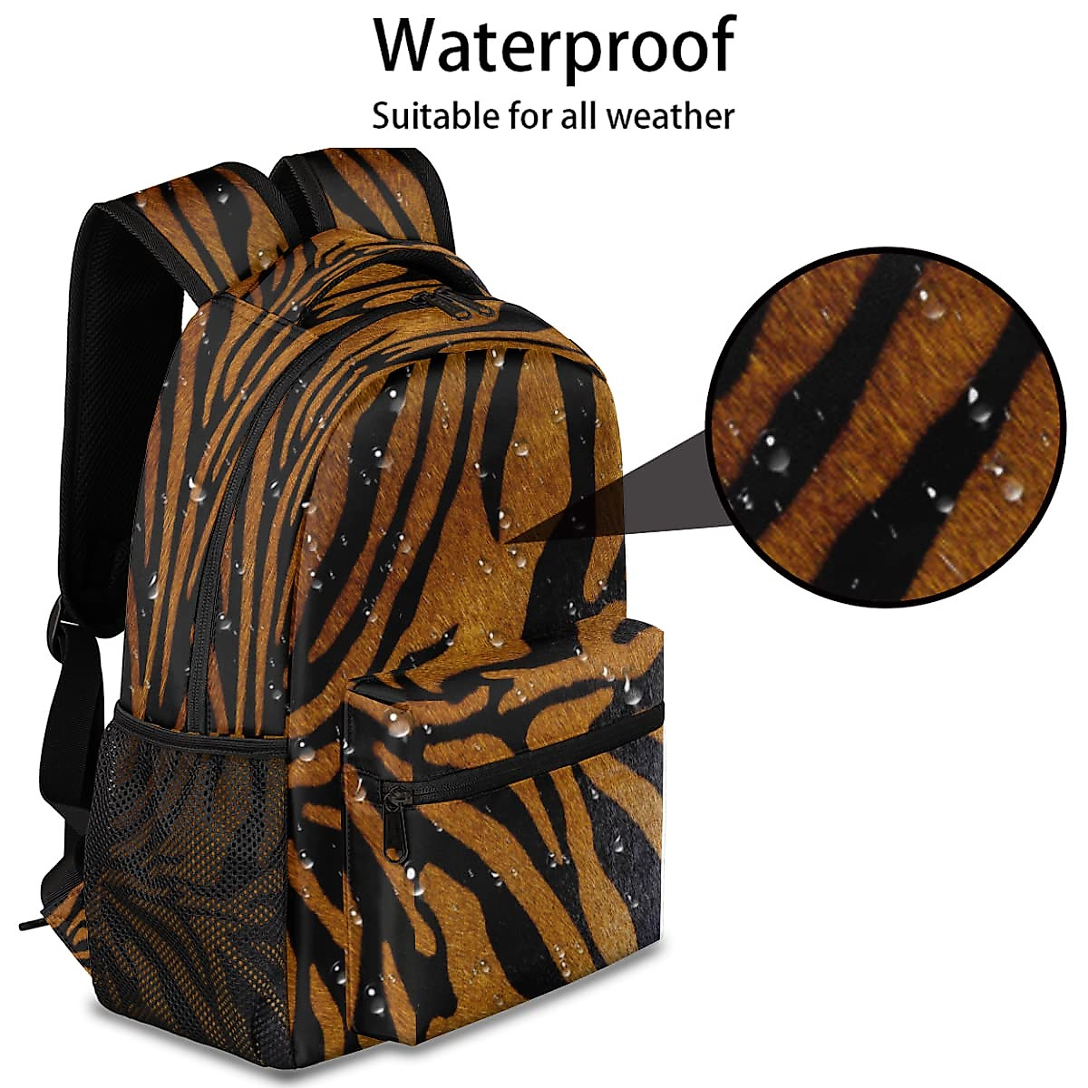 Travel Laptop Backpacks Tiger Stripe Water Resistant Lightweight School Backpacks Casual Daypack for Women Men Teen Girls Boys