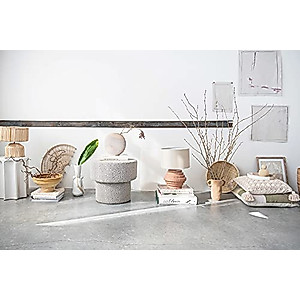 Bloomingville Round Bouclé Fabric Upholstered Pouf, Grey