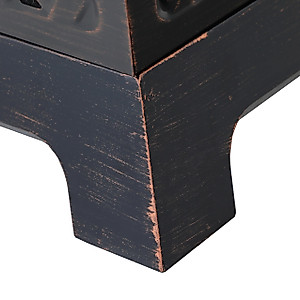 Sophia & William Outdoor Wood Burning Fire Pit Rectangle 33.9" Lx24.0 Wx12.6 H Heavy Duty,Large Patio Steel Bonfire BBQ Grill Firepit with Mesh Spark Lid and Fire Poker for Outside Backyark, Bronze