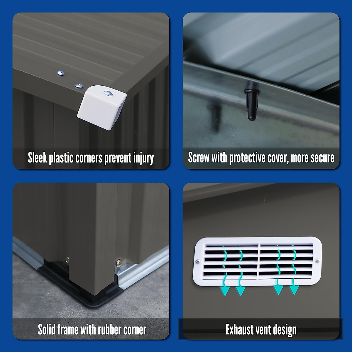 MIRAFIT Storage Shed 8x10 Ft, Outdoor Storage Cabinet Galvanized Steel Sheds with Sliding Door, Garden Metal Shed for Tool, Bike, Lawn Mower, Backyard, Patio,Olive Gray