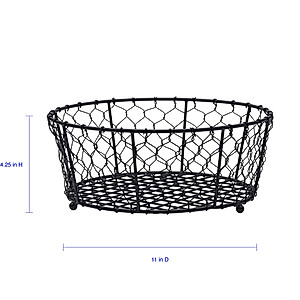 Gourmet Basics by Mikasa Farmer's Market Centerpiece Fruit Storage Basket, 10-Inch, Black