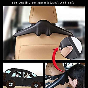 MXIAOXIA Top Soft PU Leather Car Coat Hangers Hangers for Suit Coat Jacket Back Seat Headrest Clothes Hanger Safety Handle Hanging Hook