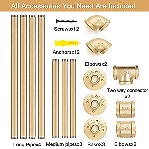 Varsoul Wall Industrial Pipe Clothes Racks, DIY Floating Hanger Rustic Home Pipe Decor, Mounted Closet Storage Organizer Holder Systems, Heavy Duty Garment Rod Pole For Cloakrooms Bathroom Black Iron