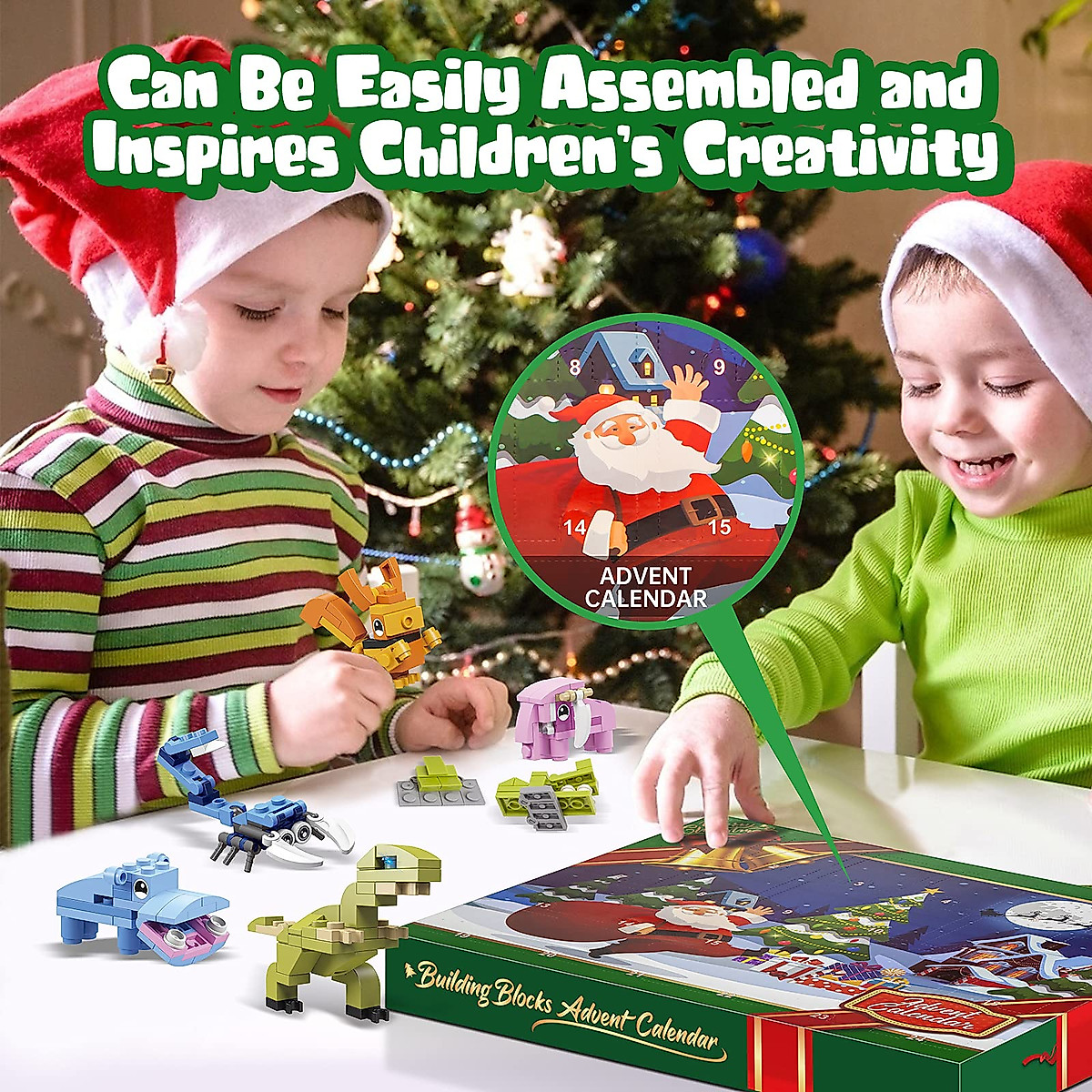 Advent Calendar 2023 Kids Toys, 24 Days Animal Building Blocks Christmas Countdown Calendar, Advent Calendars Surprise Christmas Gifts for Kids Dinosaur Toys for Boys Girls Age 4 5 6 7 8-12 Years Old