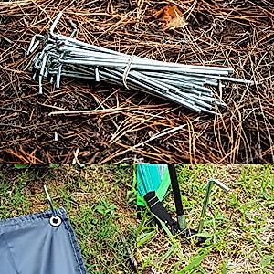 100 Pack Tent Stakes 6-3/4”Galvanized Steel Tent Pegs, Garden Edging Fence Hooks Pegs for Camping, Shelters, Tarp, Canopies, Christmas Decoration Stakes