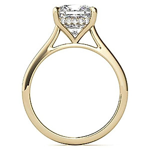 10K Solid Yellow Gold Handmade Engagement Rings, 3 CT Cushion Cut Moissanite Diamond Solitaire Wedding/Bridal Rings for Her/Women, Minimalist Ring Anniversary Ring For Gift (4.5)