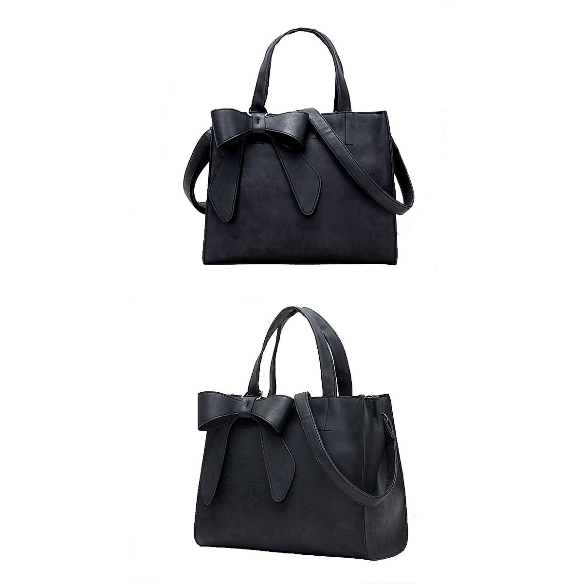 Women’s Tote Purses and Handbags Bow Tie Leisure Top-Handle Cross-body Shoulder Bags (Black)