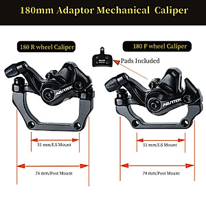 RUJOI Bike Disc Brake Kit, Aluminum Front and Rear Caliper, Full Aluminum Alloy Bicycle Brake Lever, 180mm Rotor, Mechanic Tool-Free Pad Adjuster for Road Bike, Mountain Bike