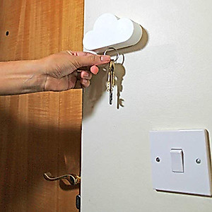 HAPTIME Cloud Key Holder, Magnetic Key Holder for Wall, Cute Decorative Way to Hold Your Keys, Easy to Install, Great for Entryway, Foyer, Garage Door, Fefrigerator etc.(White)