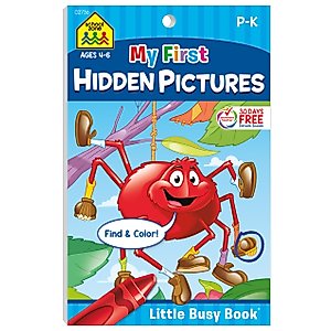 School Zone - My First Hidden Pictures Workbook - Ages 4 to 6, Preschool to Kindergarten, Activity Pad, Search & Find, Picture Puzzles, Coloring, and More (School Zone Little Busy Book™ Series)