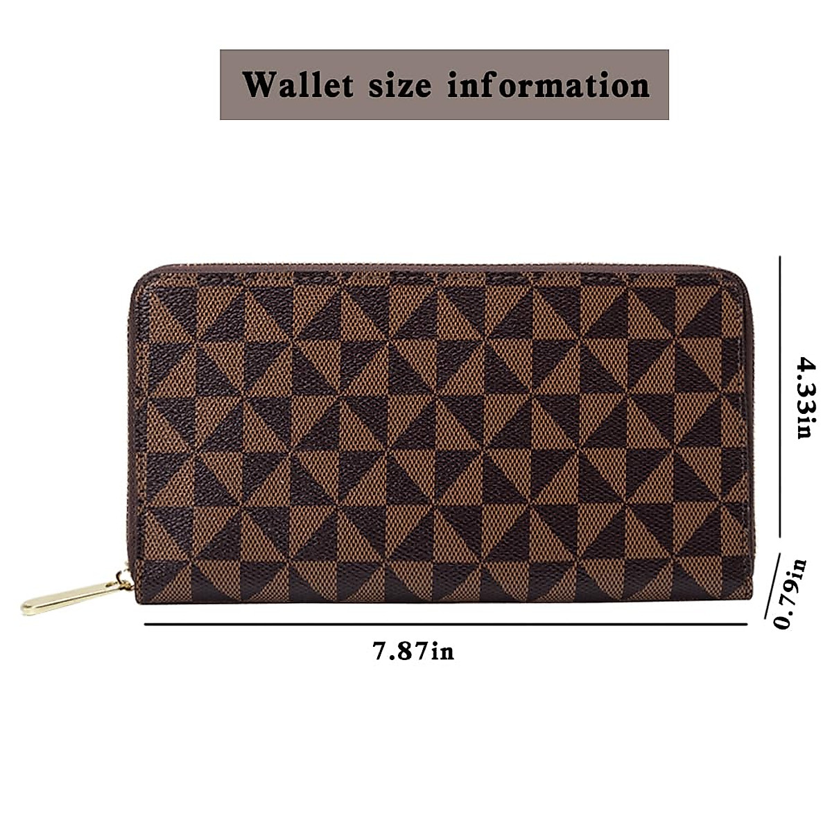 Women's wallet Wristlet Wallets for Women Large capacity travel zipper wallet multi card men's mobile phone change wallet Womans Wallet Ladies Wrist Wallet (Brown)
