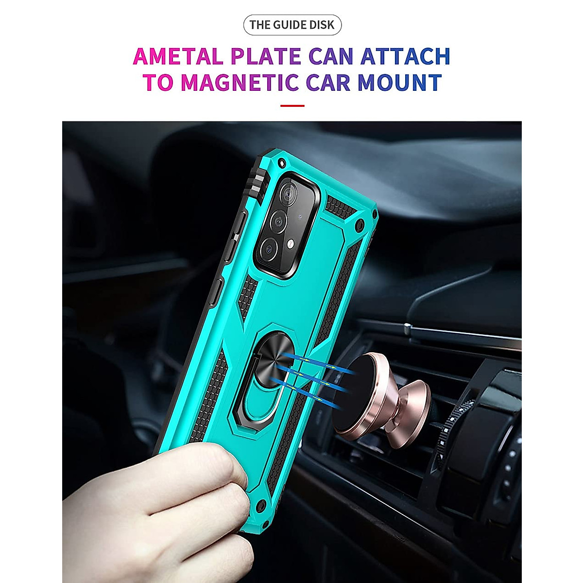 for Samsung A52 Case, Galaxy A52 Case with HD Screen Protector, Military-Grade Ring Holder Kickstand Car Mount 15ft Drop Tested Shockproof Cover Phone Case for Samsung Galaxy A52, Green