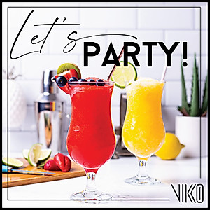 Vikko Hurricane Glasses, Set of 6 Pina Colada Glasses, 13.25 Ounce Cocktails Glasses Set, Durable Dishwasher Safe Party Glass