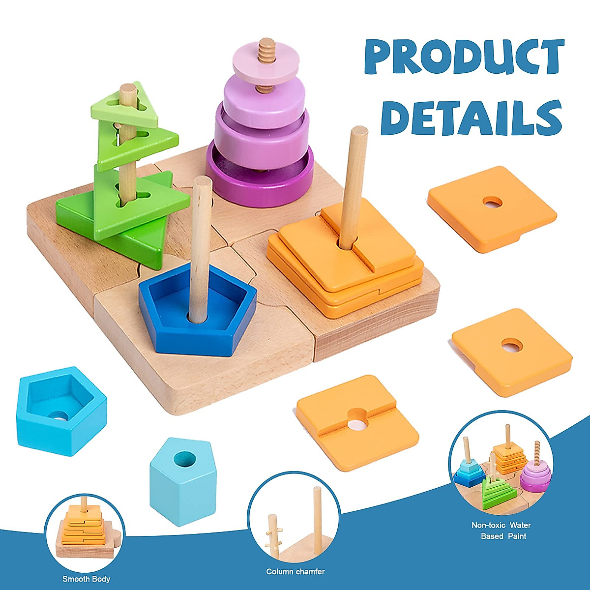 Adena Montessori 4-in-1 Shape Color Sorting Toy for Toddlers