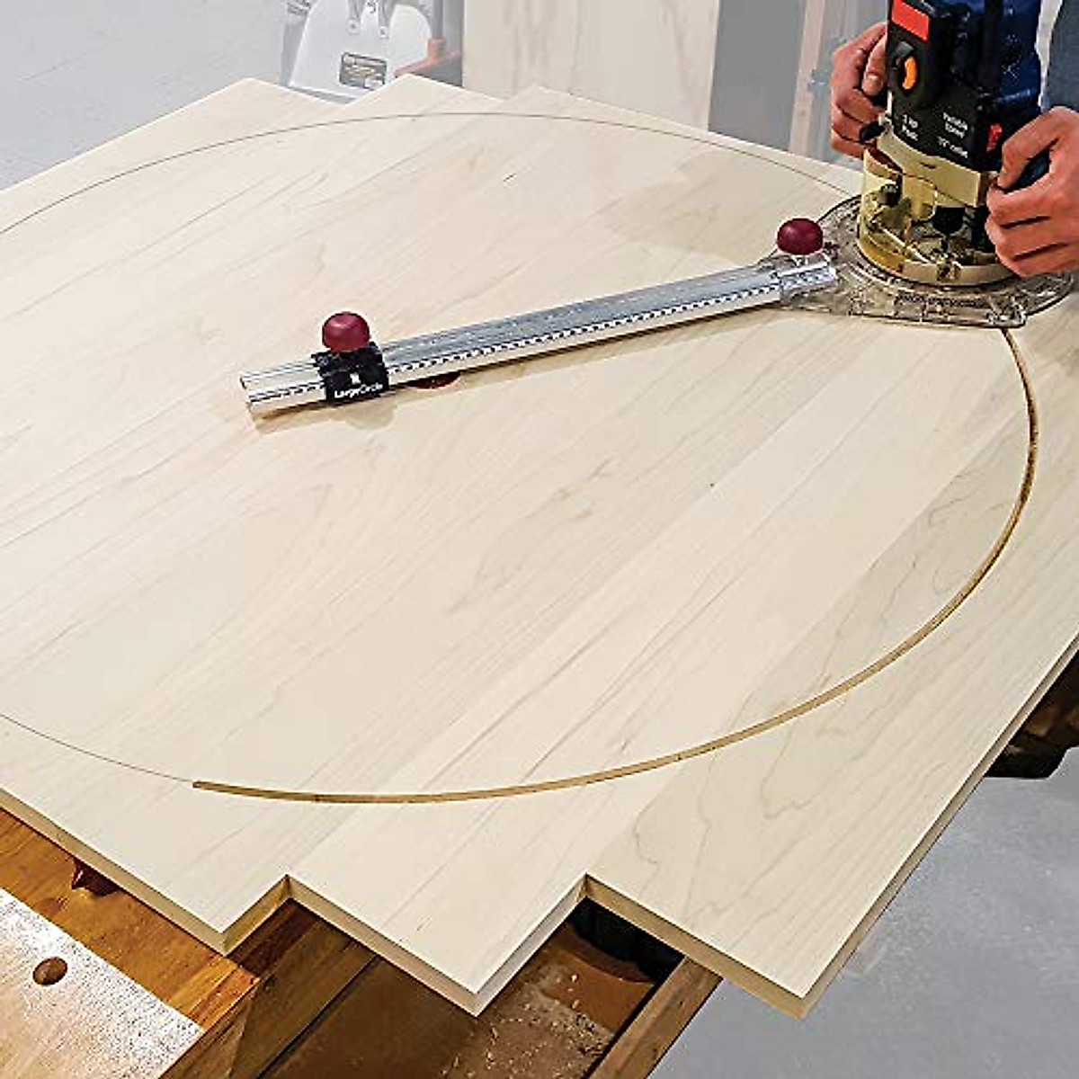 Milescraft 1219 Circle Guide Kit- Router Circle Cutter Jig For Cutting/Routing Small And Large Circles From 1.5in. Up To 52in. Diameter-Includes Bonus Offset Base For Edging Projects , Black