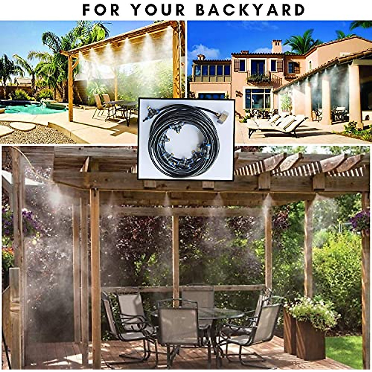 DUN Misters for Outside Patio 29.5ft(9m) Outdoor Misters Cooling System Misters Cooling Kit Whit 11 Copper Mister Nozzles + A Connector(3/4) for Patio Garden Greenhouse Garden Irrigation