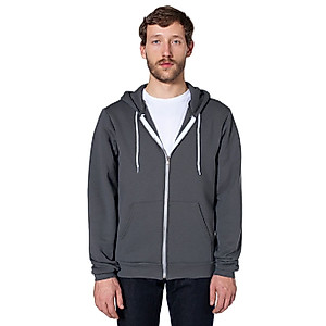 American Apparel Men's Flex Fleece Long Sleeve Zip Hoodie, Asphalt, X-Small
