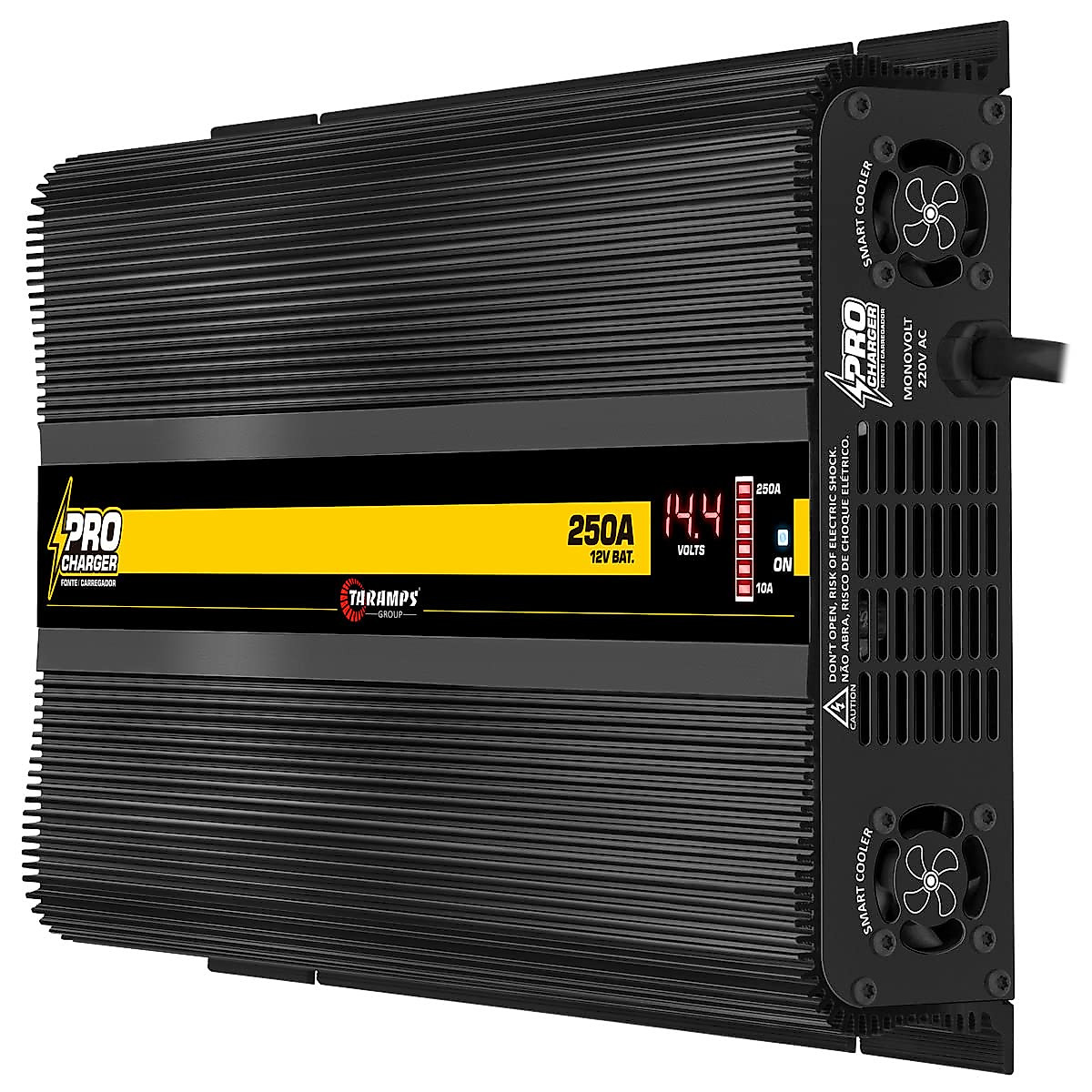 Taramps Pro Charger 250A Battery Charger Car Audio System Power Supply 3600 Watts Max Output Power Rating 220VAC Input Voltage Voltmeter Led Indicator