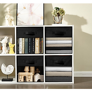 DECOMOMO Kallax Storage Cubes, 13x13x15 Storage Cube Bins with Window, Baskets for Organizing Shelves (Kallax / 4pcs, Black)
