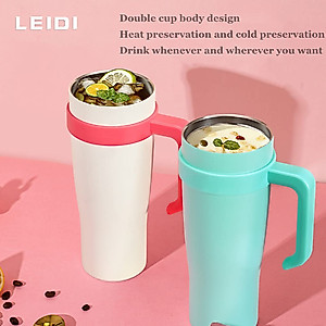 Xmipbs 40 oz Tumbler Cup With Handle and Straw, Stainless Steel Vacuum Insulated Coffee Mug, Keep Drinks Hot or Cold for Home and Office Use Green