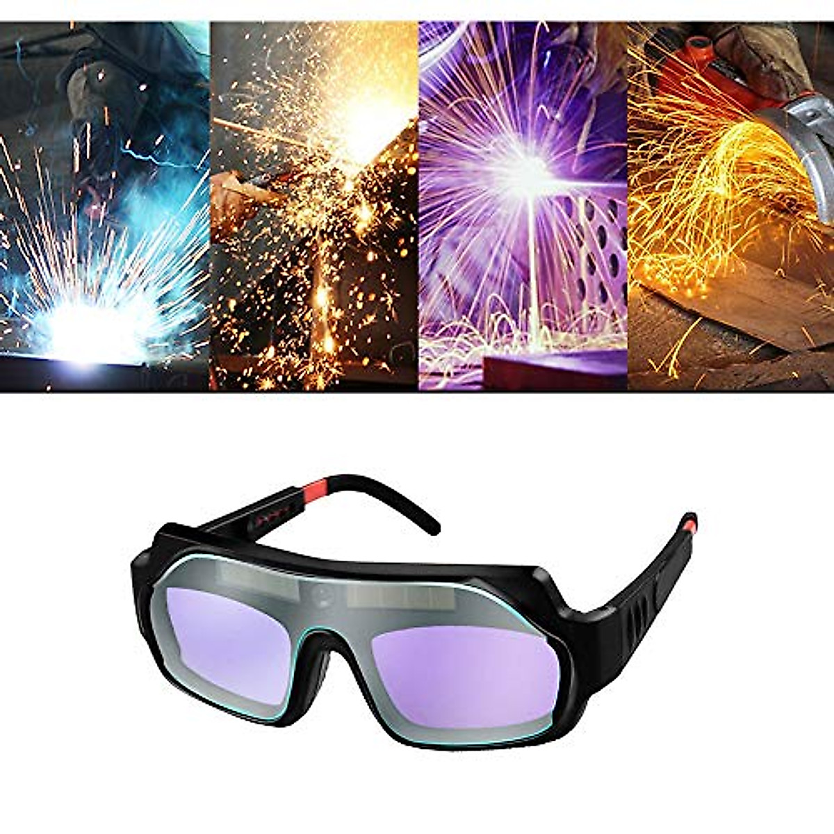 Solar automatic darkening welding goggles, welding glasses, 5 PC protective lenses, With a storage box suitable for glasses